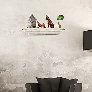 DQ DQ HOME DECOR Cheyenne Wall-Mount Display Shelf, Wall Shelves Organizer for Bedrooms, Hallways, Stairways, Entryways, Kitchens, and Bathrooms, Distressed White 24IN