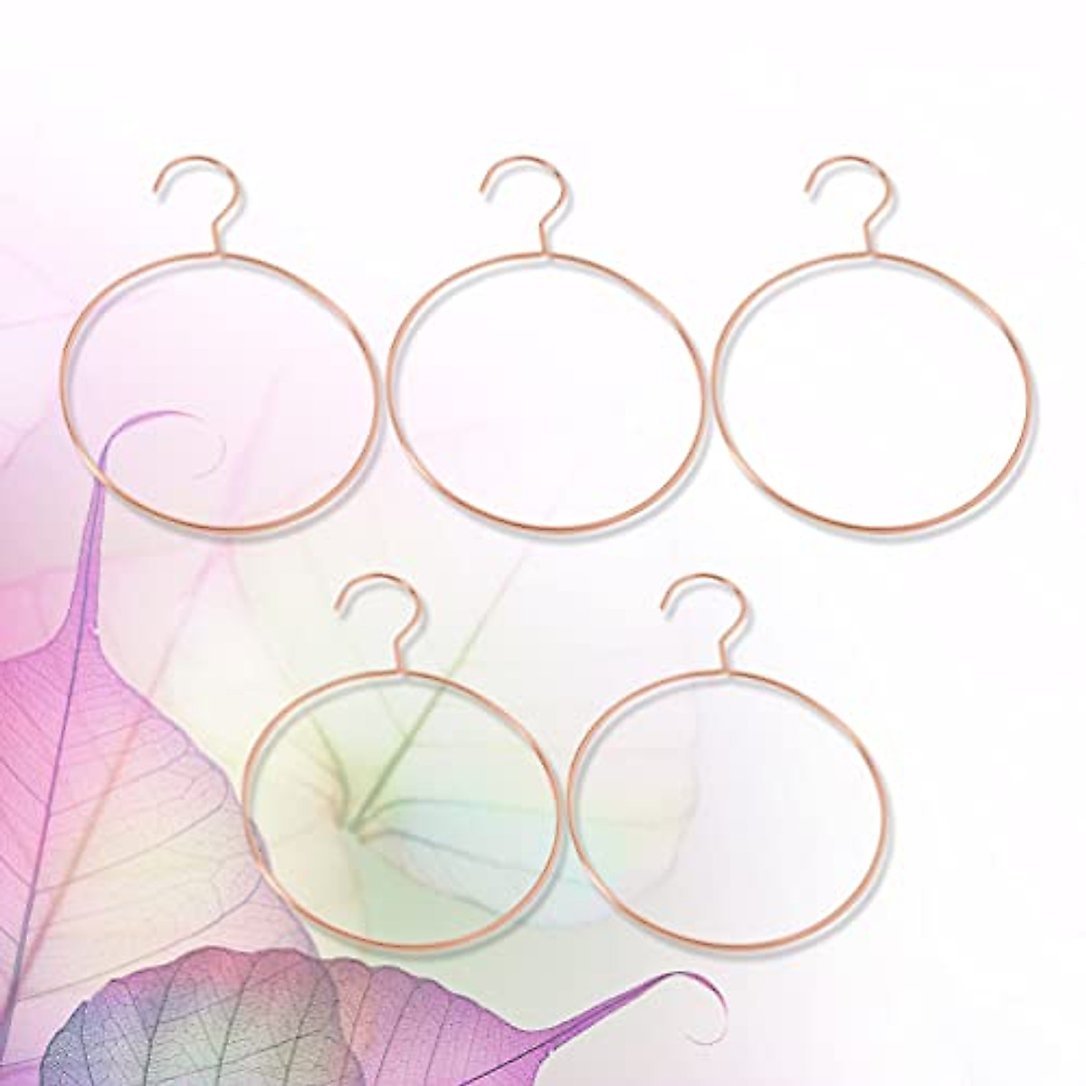 Zerodeko Laundry Rack 5pcs Round Circle Hanger Space- Saving Hanger Thong Underwears Display Ring Hanger Display Hoop Rack for Scarves Shawl and Belts Rose Gold Metal Hangers