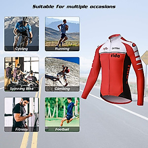 CATENA Men's Cycling Jersey Short Sleeve Shirt Running Top Moisture Wicking Workout Sports T-Shirt Black (Red-White, L)