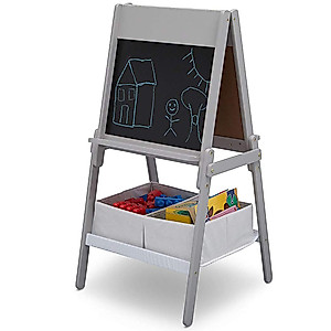 Delta Children MySize Kids Double-Sided Storage Easel -Ideal for Arts & Crafts, Drawing, Homeschooling and More - Greenguard Gold Certified, Grey