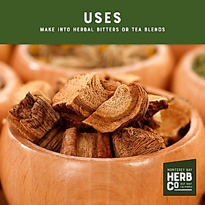 Monterey Bay Herb Co. Organic Gentian Root, Cut & Sifted | Yellow Gentian or Bitterwort | Similar to Hops | Herbal Bitters and Tea Blends (1/4 Pound)