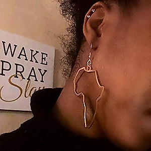 Fashion Gold Africa Map Hollow Out Drop Dangle Earrings for Women Minimalist Design Earrings (Gold)