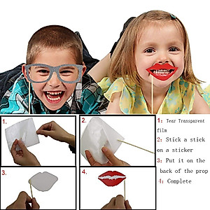 Valentine's Day Photo Booth Props Mustache on Stick Heart Angel with Sticks for Valentine's Day Wedding Bridal Party Supplies