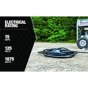 Southwire 65039101 12/3 50-Ft. Generator Power Cord, Black 6-Outlet