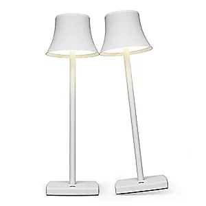 YIBEN Cordless Table Lamp, Rechargeable Battery 5000mAh Metal Aluminum Housing USB LED Portable Powered Desk Lamp , 2 Levels Brightness Night Light for Restaurants Bars (2pack Square Base White)