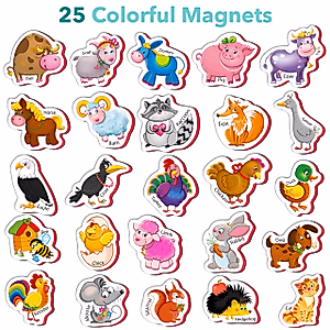 Little World Large Set of 25 Foam Fridge Magnets for Toddlers 1-3 - Refrigerator Magnets for Kids – Baby Magnets for Refrigerator 1 Year Old - Farm Magnetic Animals - Animal Magnets for Toddlers 1-3