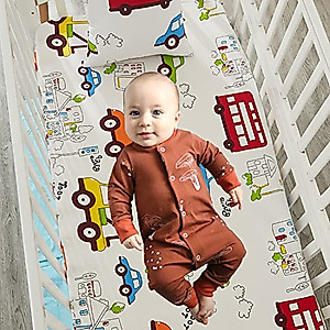 Brandream 6Piece Boys Crib Bedding Set Baby Vehicle Nursery Bedding with Car Trucks