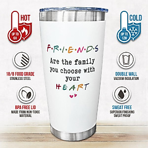SOL VIBES Friendship Gifts for Women Friends, 20 oz Stainless Steel Tumbler, Birthday, Christmas, Friendship Day Gifts for Friend, Bestie, BFF, Coworker, Woman, Female