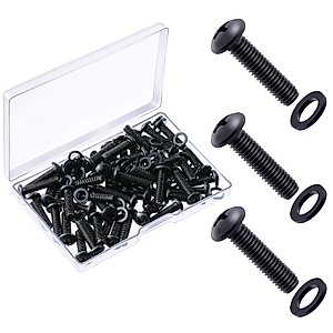 50 Sets Standard Size 10/32 Rack Screws with Washers Black Rack Mount Screws Rack Server Screws and Clip Nuts for Routers Cabinet Installation Enclosure, 3/4 Inch