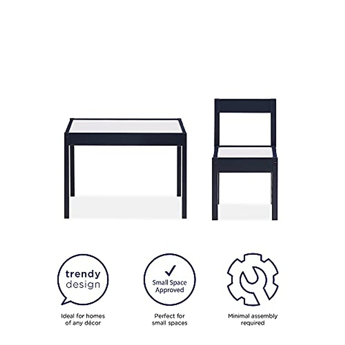 Baby Relax Hunter 3-Piece Kiddy Table & Chair Kids Set, Blue / White