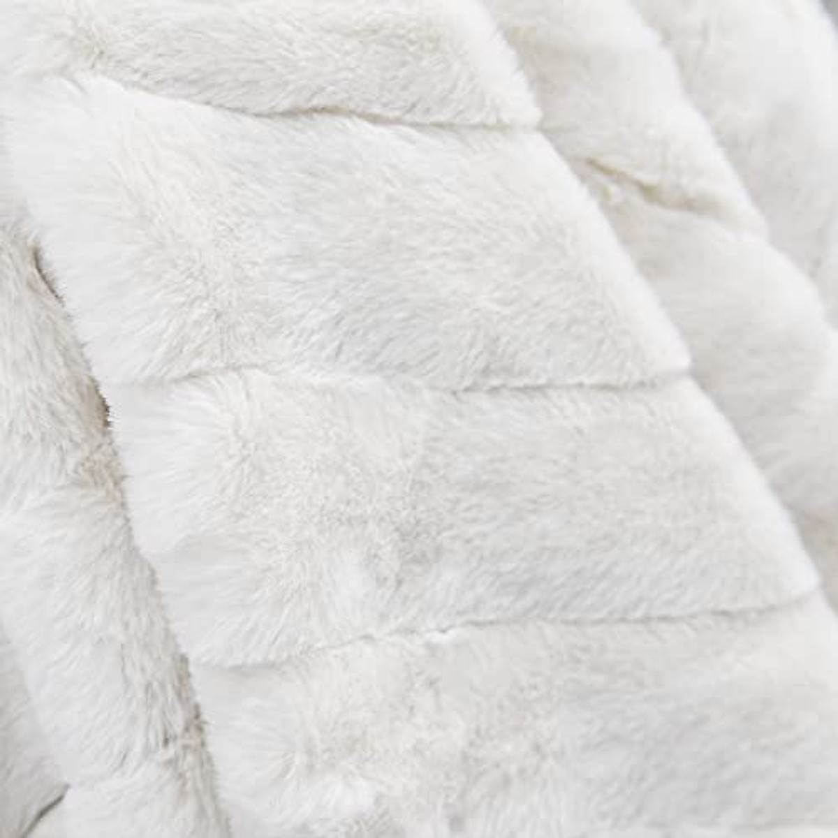 Home Soft Things 3 Piece Throw Pillow Set Rabbit Faux Fur Super Soft Comfy Fluffy Throw 2 Accent Square Pillowcases, Bright White, 50'' x 60''