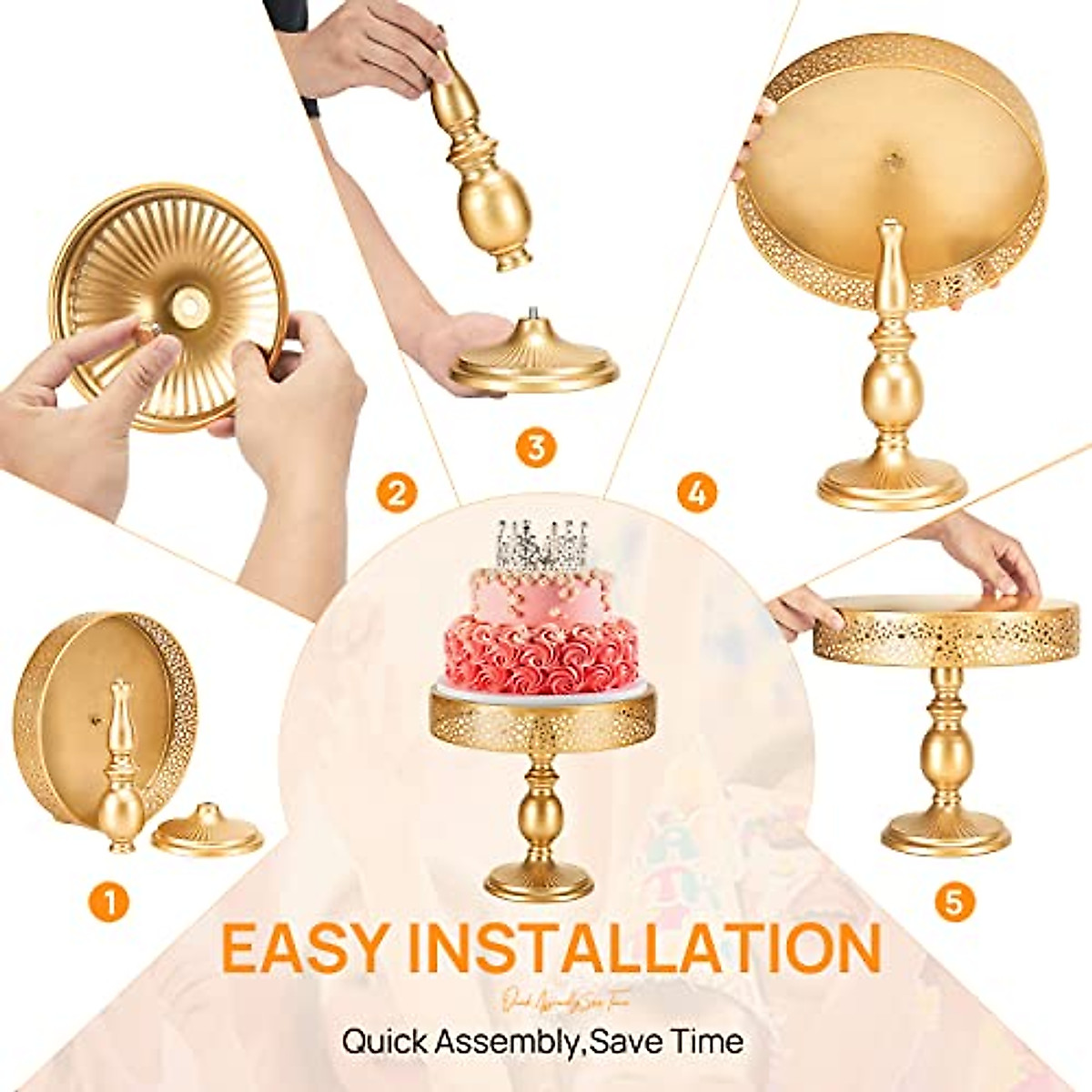 Gold Cake Stand, 3Pcs Cake Stand Cupcake Holder for Dessert Cake Table Decor Treats Candy Station for Party
