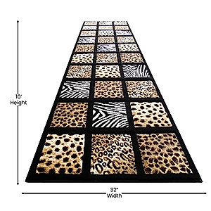 Masada Masada Rugs 3'x10' Animal Prints Runner Rug - Design S251 Black
