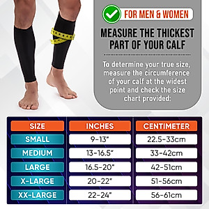 Calf Compression Sleeves for Men and Women - (1 Pair) Footless Compression Socks Support for Varicose Vein, Nursing, Pregnancy, Running - PhysFlex Leg Sleeve Brace for Shin Splints, Pain Relief and Reduces Swelling (Black, Medium)