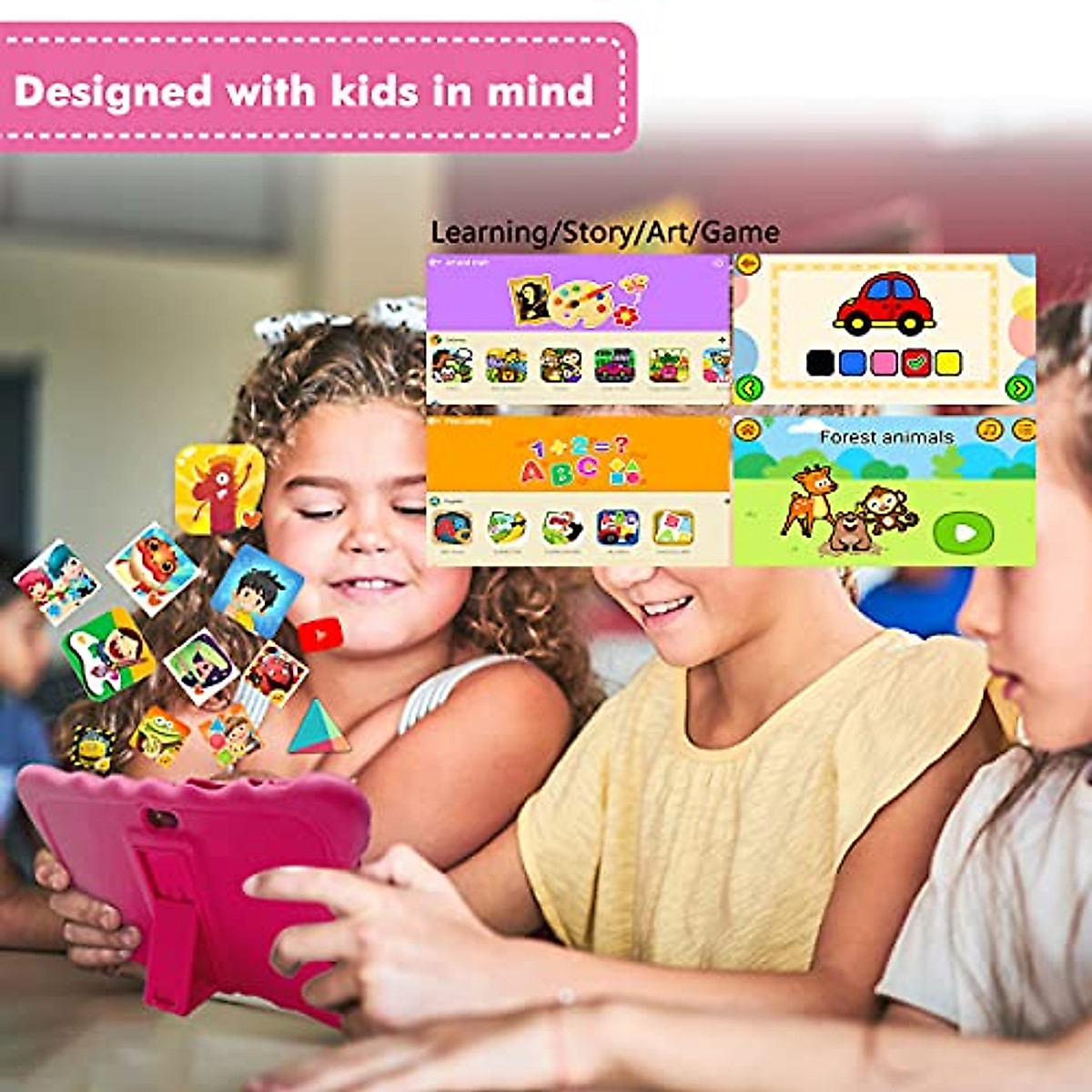 2023 Kids Tablet 7 inch Display Tablet for Toddlers, 32GB ROM, 2GB RAM Android 11.0 Tablet with Parental Control, Educational Games, WiFi, Bluetooth, Dual Camera, Kids Learning TV, Included Case