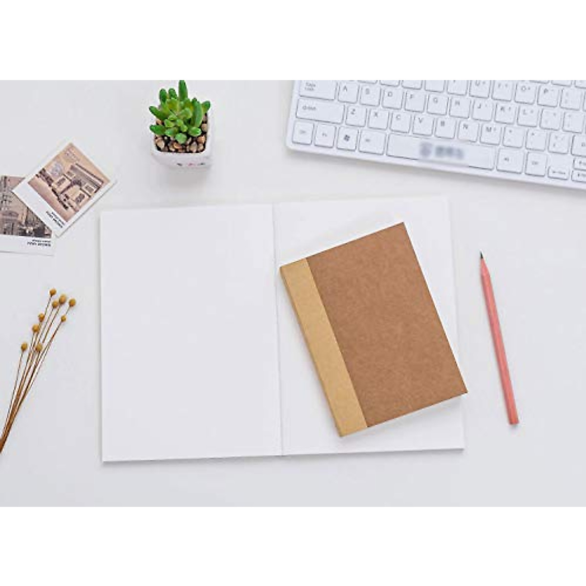 A5 Blank Notebook 5.8”x8.25” Sketch Book, 100 Sheets, Thick 100gsm Paper & Kraft Cover, Great for Sketching, Writing and Journal Refills