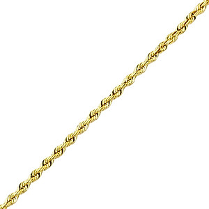 10K Yellow Gold 6mm 22" Diamond Cut Rope Chain Necklace with Lobster Lock
