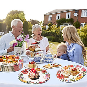 Boosolo Floral Paper Plates Party Supplies Bulk,Spring Floral Bridal Shower Decorations,12 in Large Oval Disposable Party Plates for Mothers Day Wedding Spring Tea Party Decor …