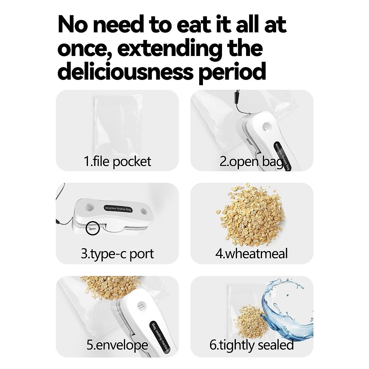 Mini Bag Sealer, Rechargeable Bag Sealer 2-in-1 Bag Sealer and Cutter Easy-use Snack Sealer with Magnet Portable Bag Resealer USB Mini Sealer for Chip Bag Plastic Bag Storage Freshness