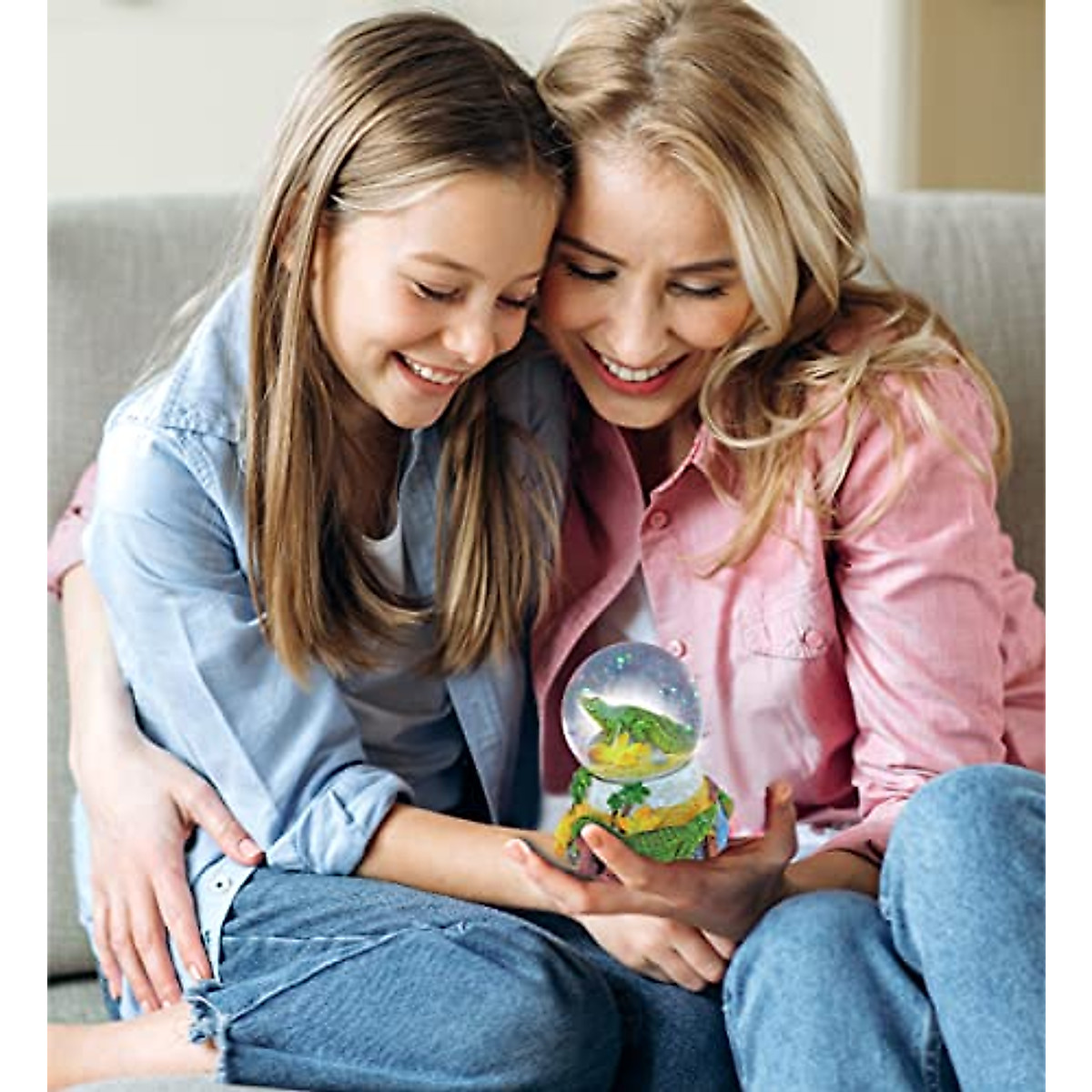 COTA Global Alligator Stone Snow Globe - Sparkly Water Globe Figurine with Sparkling Glitter, Collectible Novelty Ornament for Home Decor, for Birthdays, Christmas, and Valentine's Day