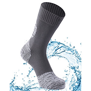 Agdkuvfhd Waterproof Hiking Socks for Men, Waterproof Warm Windproof Neoprene Socks Cold Weather Lightweight Seamless Anti Blister Hunting Sock 1 Pair (Gray, Large)