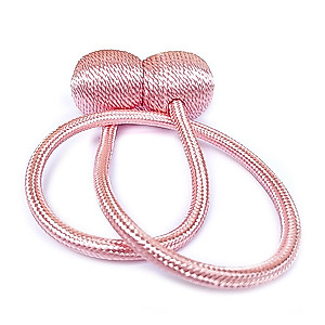 Window Curtain 4 pcs Magnetic Tiebacks Clips Tie Band Home Office Decorative Drapes (Pink)