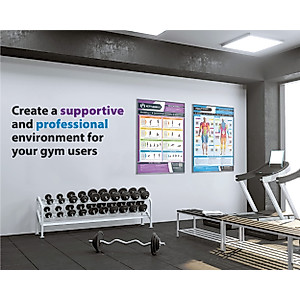 Gym Workout Posters - Set of 7 - Laminated - EXTRA LARGE 33" X 23.5" - Exercise Posters - Gym or Home Workout Charts - Includes Video Training Support