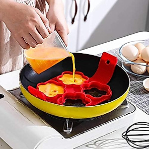 Silicone Non Stick Fantastic Seven Holes Egg Pancake Maker Ring Kitchen Baking Omelet Moulds Flip Cooker Egg Ring Mold (7-ROUND)
