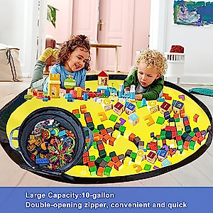 YUTBES Toy Box and Game Pad,Kids Toy Storage Organizer,Toy Storage Basket With Lid,Suitable for Toys With Building Blocks Building Materials or Other Similar Styles - blue