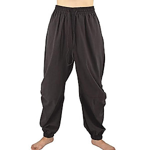 Deals of The Day Clearance Prime Mens Cargo Pants Elastic Waistband Cotton Baggy Pants for Men 2023 Casual Loose Solid Elastic Waist Cotton Linen Pants Crotch Trousers Harem Pants Work Black 2X