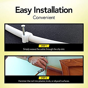 100-Pack Mini Round Cable Clips- Computer Cable Management Clips for Appliances, Ethernet, Coaxial Cable & Extension Cords - Mini Wire Nail Clips for Wood, Brick, Cement, Indoor and Ourdoor Walls