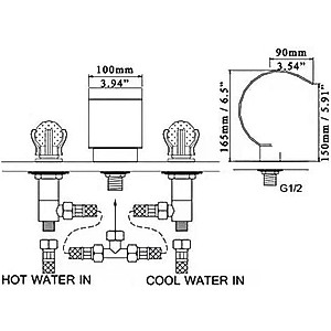 FUZ Polished Gold Bathroom Faucet 3 Hole Dual Crystal Knobs Widespread 3 Holes Vanity Basin Mixer Tap Bathtub Filler Faucet Waterfall Faucet for Bathroom Sink…