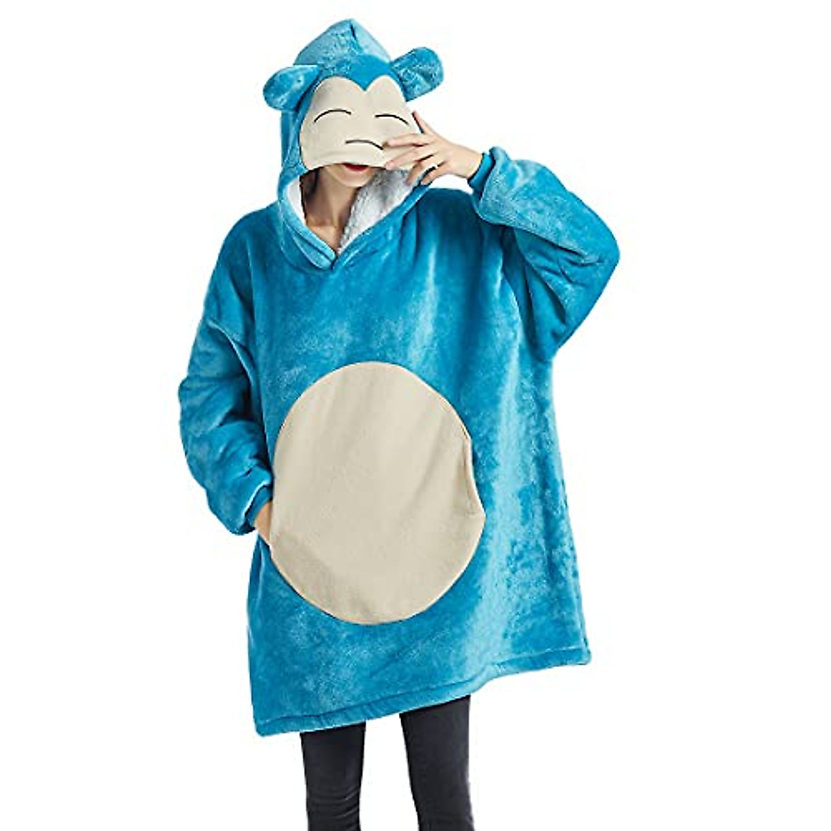Women's Cartoon Anime Blanket Halloween Costumes Oversized Wearable TV-Blanket Sherpa Sweatshirt Adult One Size