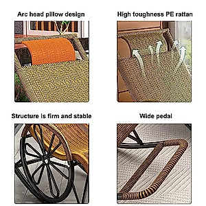 JHKZUDG PE Rattan Rocking Chairs,Zero Gravity Patio Chaise, All-Weather Wicker Rocker Chair with Steel Frame, Smooth Rocking Swing Glider Chair, for Porch Backyard Poolside,Green