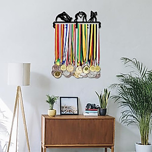 PH PandaHall Brazilian Jiu-Jitsu Medal Holder Medal Hanger Award Ribbon Hanger Tiered Medal Hanger Sport Award Ribbon Cheer Rack Wall Mount Metal Frame for Over 50 Medals 15.75 Inch/40cm
