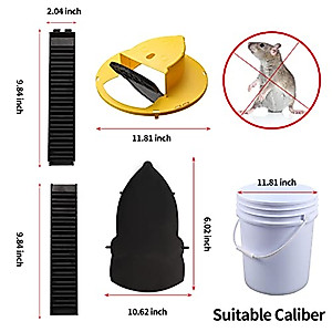 TOMEEX 2 Pack Flips Mouse Bucket Lid Trap-Yellow, Auto Resets Humane Or Lethal Trap Door Style, Mice Control Traps for 5 Gallon Bucket(Yellow 2 Pack)