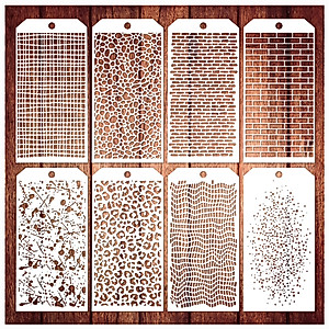 8 Pieces Stencils for Crafts, Leopard Brick Dot Layering Stencils Mixed Media Texture Stencils for Painting on Card Making Canvas DIY Crafts Furniture Paper (8 Layering)