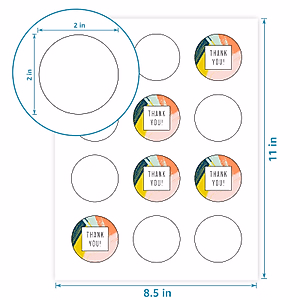 MaxGear 2" Round Sticker Labels, Template 22807, for Inkjet or Laser Printer, Matte White Printable Labels Sheets, Strong Adhesive, Dries Quickly, Holds Ink Well, 30 Sheets, 360 Labels