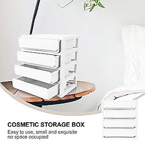 Cabilock Desktop Storage Drawer 4 Tier Desk Organizer Multi Functional Personal Organizer Mini Sliding Drawers Heavy Duty Plastic Containers for Storing Jewelry Makeup Arts Craft Stationery White