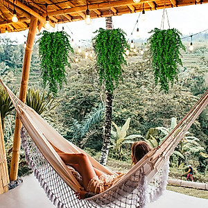 Vine Hanging Fake Plants,4 Pcs Artificial Fake Hanging Plant Faux Ferns Wall Plants Fake Ivy Greenery Garland Room Decor Home Garden Wedding Party Indoor Outdoor Decorations (Boston Fern)