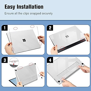 Fintie Protective Case for 13.5 Inch Microsoft Surface Laptop 5/4/3/2 with Alcantara Keyboard (Model: 1958/1950/1867/1769) - Slim Snap On Hard Shell Cover, Crystal Clear