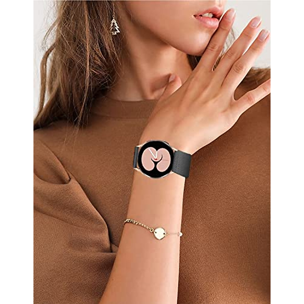 Olytop Elastic Bands for Galaxy Watch 5/4 Bands 44mm 40mm/5 Pro Band, Galaxy Watch 4 Classic Bands 46mm 42mm/Active 2 Women Men, 20mm Stretch Nylon Replacement Strap(Black+Grey)