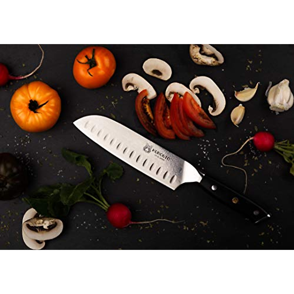 7-inch VG10 Santoku- 66 layers of High Carbon Damscus Stainless Steel Cladding—Kintaro Series—Kurouto Kitchenware