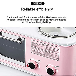 CZDYUF 3 in 1 Electric Home Breakfast Machine Mini Bread Toaster Oven Omelette Frying Pan Hot Pot Food Steam Boiler