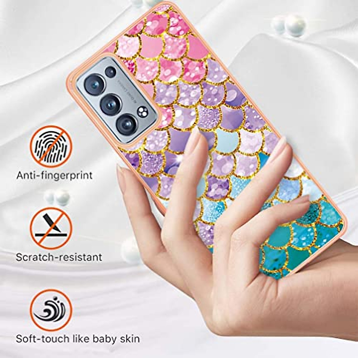 YEALLY Case for Oppo Reno 6 Pro+ 5G Phone Case Ultra Slim IMD Cover, Hard Frame + Soft TPU Shockproof, Scratch Resistant & Screen Protection Wireless Charging Case Cover for Oppo Reno 6 Pro+ 5G, a2