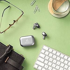 Raycon The Work Earbuds Bluetooth Wireless Earphones with Microphone- Stereo Sound in-Ear Bluetooth Headset True Wireless Earbuds with 32 Hours of Battery Life (Jet Silver)
