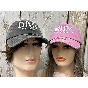 Enodtter Embroidered Dad Mom EST 2024 Hats for Men Women, Mr Mrs Hubby Wifey Mama & Papa Matching Baseball Cap, Anniversary Wedding Gifts