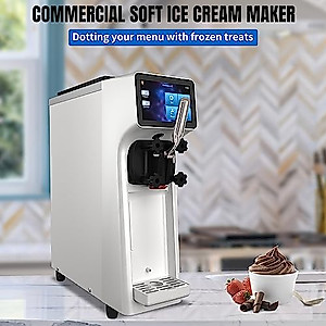 XPW Commercial Ice Cream Machine - 1000W Single Flavor Soft Serve 110V Ice Cream Maker Machine 2.7 to 4 Gallons/H Touch LCD display & Auto Clean, Ideal Ice Cream Machine for Home Bars Restaurants