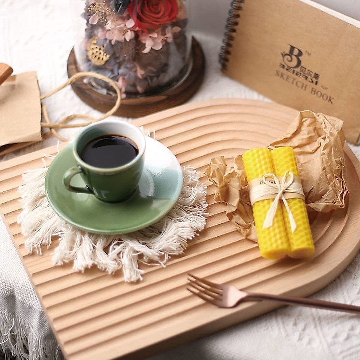 Enkrio Boho Wooden Rainbow Arch Tray Decorative Wood Charcuterie Board Wood Serving Boards for Kitchen Home Decor