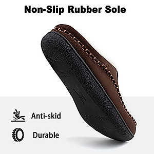 Zizor Mens Slippers, Slip On House Slippers for Men, Mens Gifts, Memory Foam, Indoor Outdoor House Shoes, Clogs with Rubber Sole (Moc Coffee, Size 11-12)